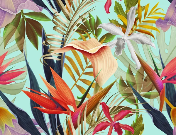 Seamless tropical flower pattern — Stock Photo © themisha #90621570