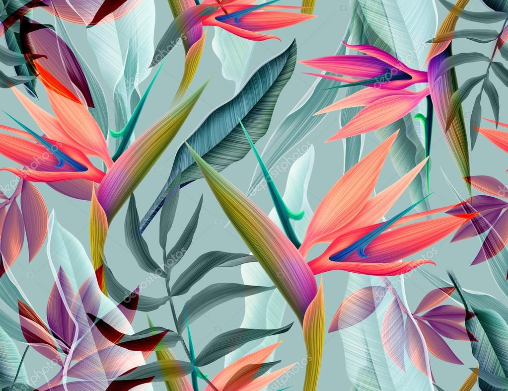 Seamless tropical flower pattern — Stock Photo © themisha #90621570