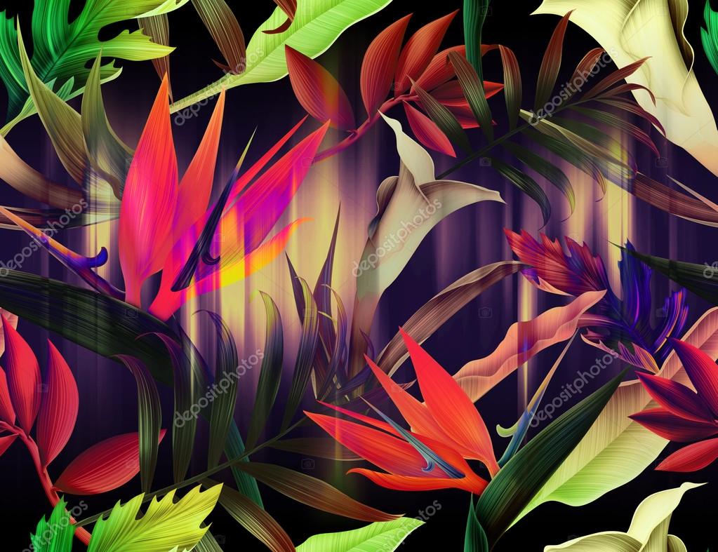 Seamless tropical flower background Stock Photo by ©themisha 90623654