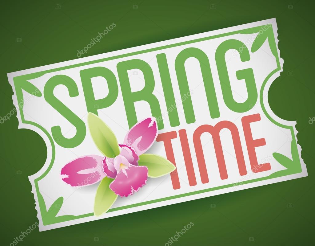 Ticket for New Adventures in this Spring with a Orchid, Vector ...