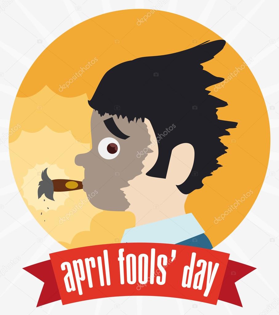 Exploding Cigar Button for April Fools' Day, Vector Illustration Stock ...