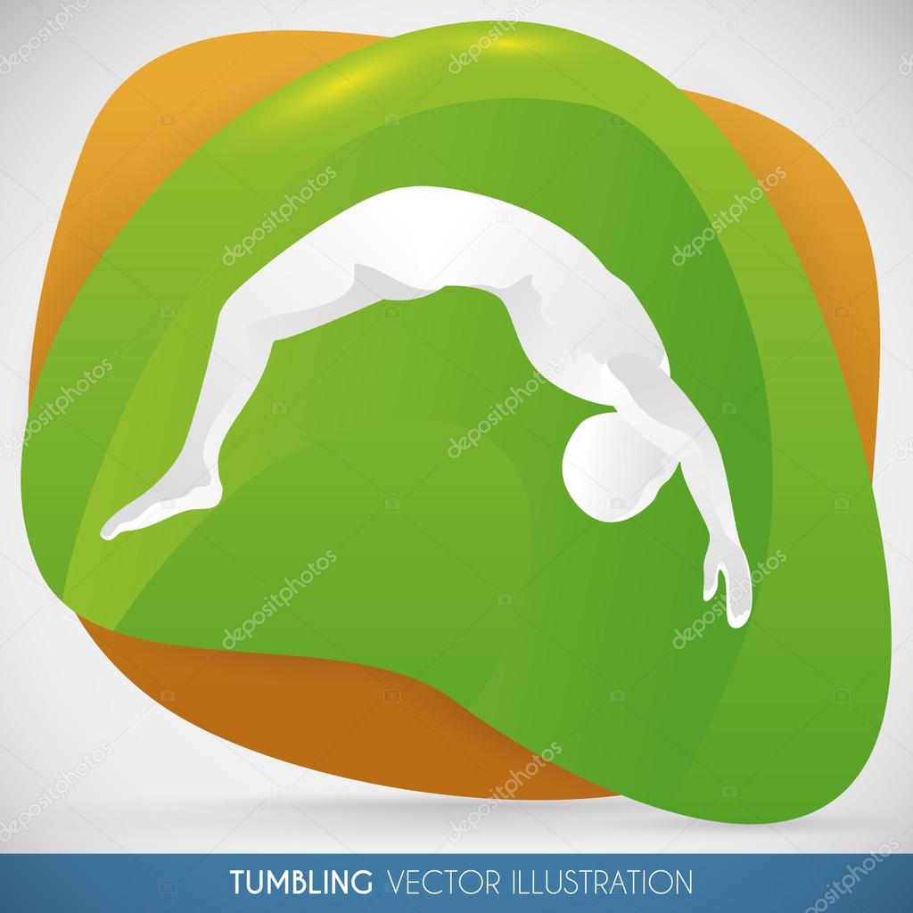 Athlete Performing a Tumbling Routine, Vector Illustration Stock Vector ...