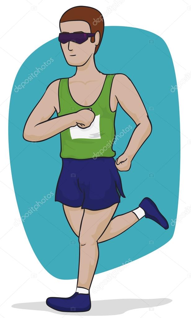 Marathon Runner with Sunglasses in a Sports Event, Vector Illustration ...