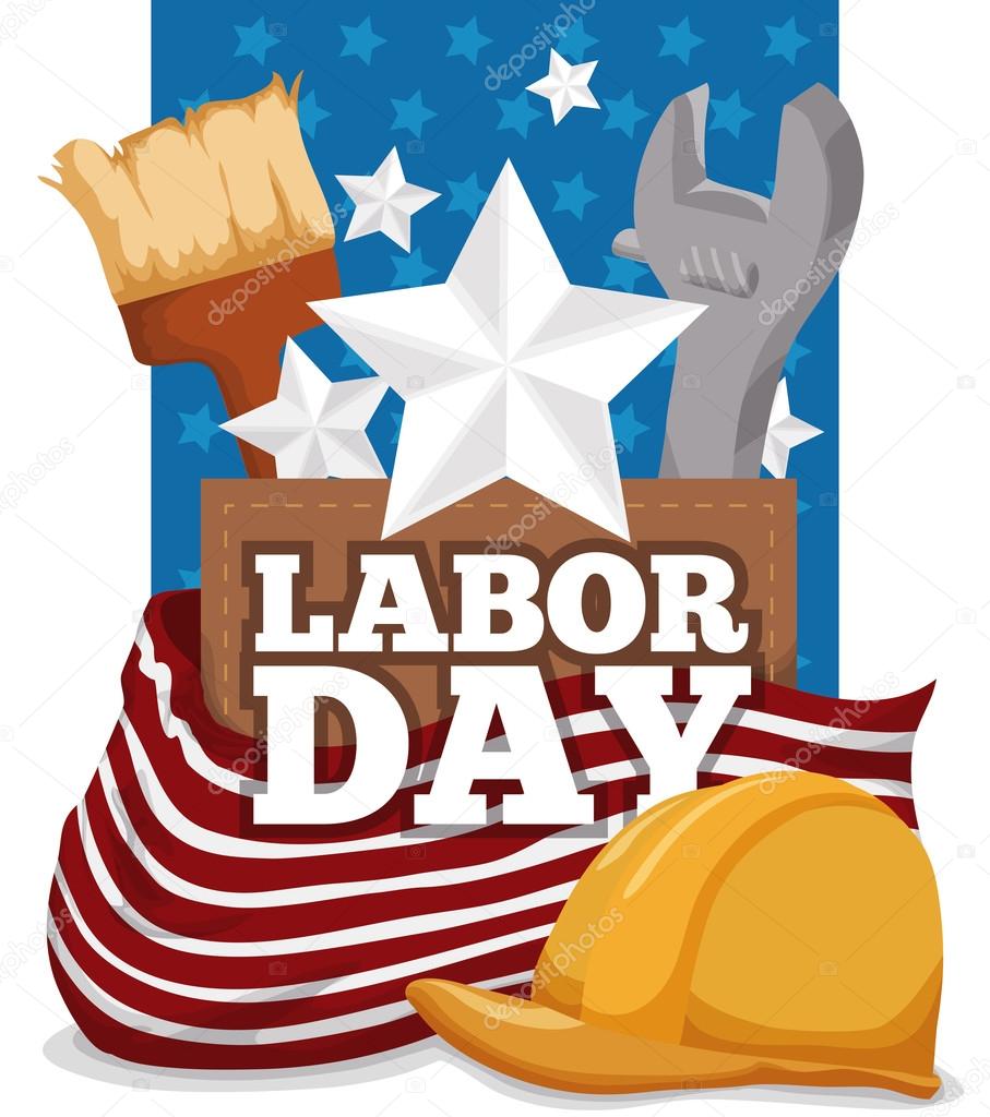 American Icons and Worker Equipment to Celebrate Labor Day, Vector ...