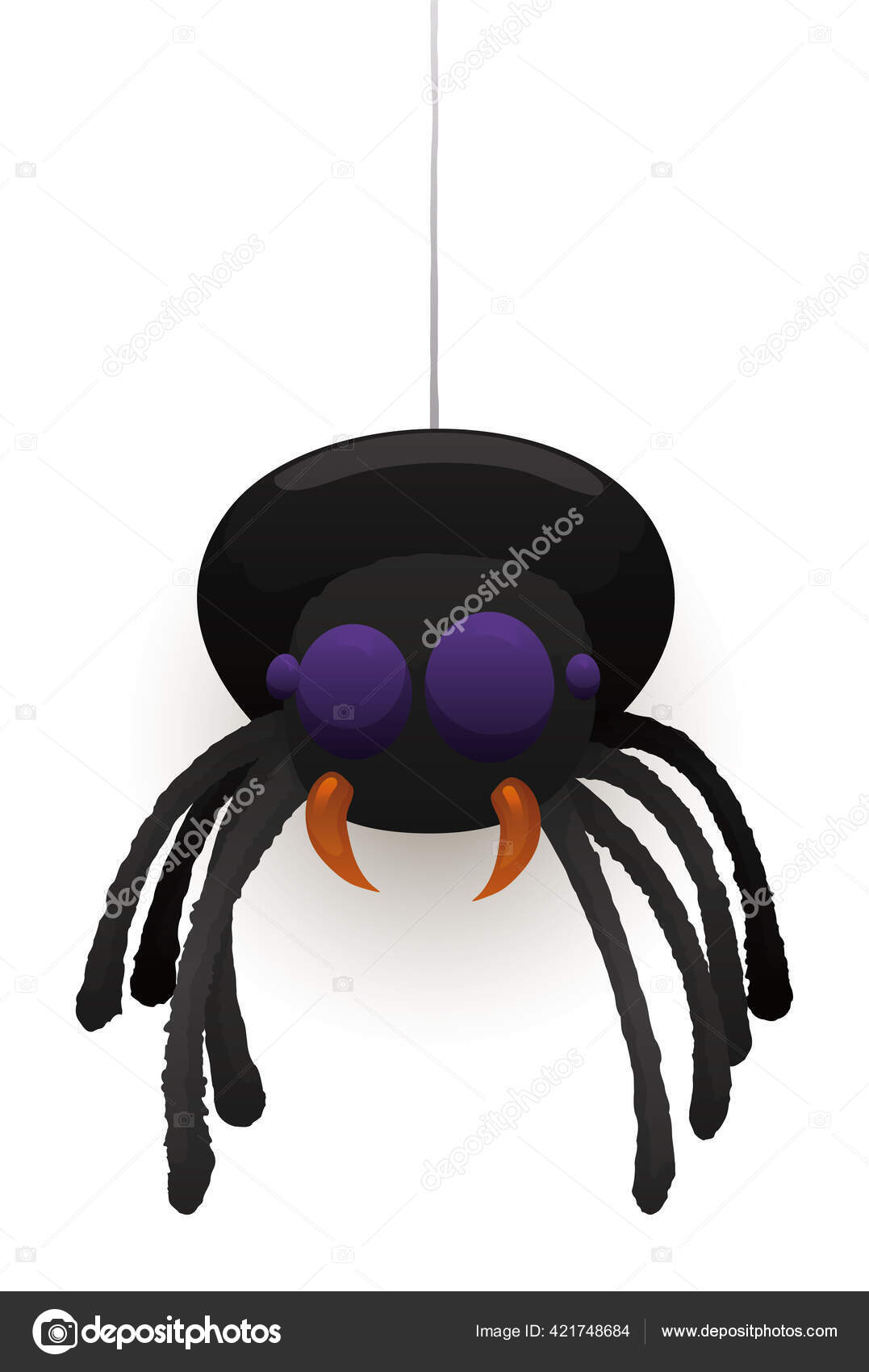 Søt Tegneserie Hengende Edderkopp