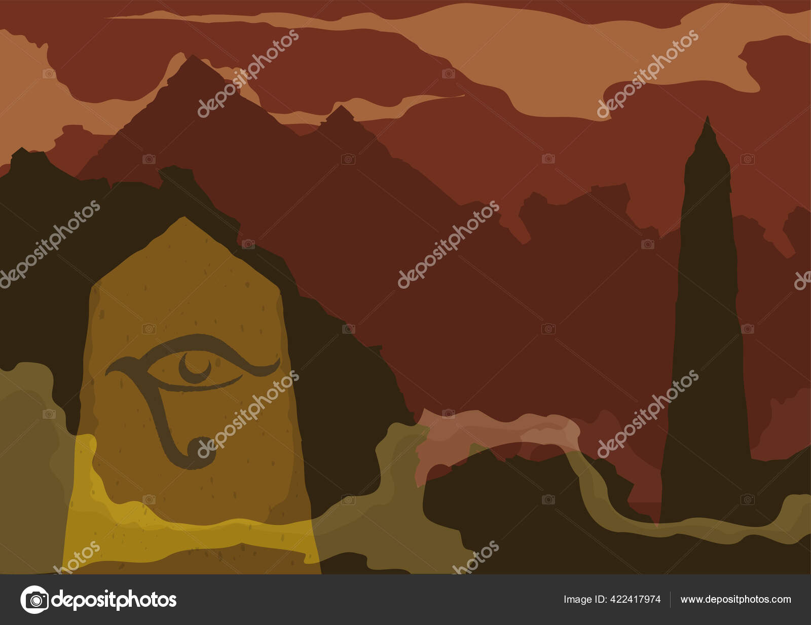 Abandoned Eroded Egyptian Scene 'Eye Horus' Symbol Stone Obelisk ...