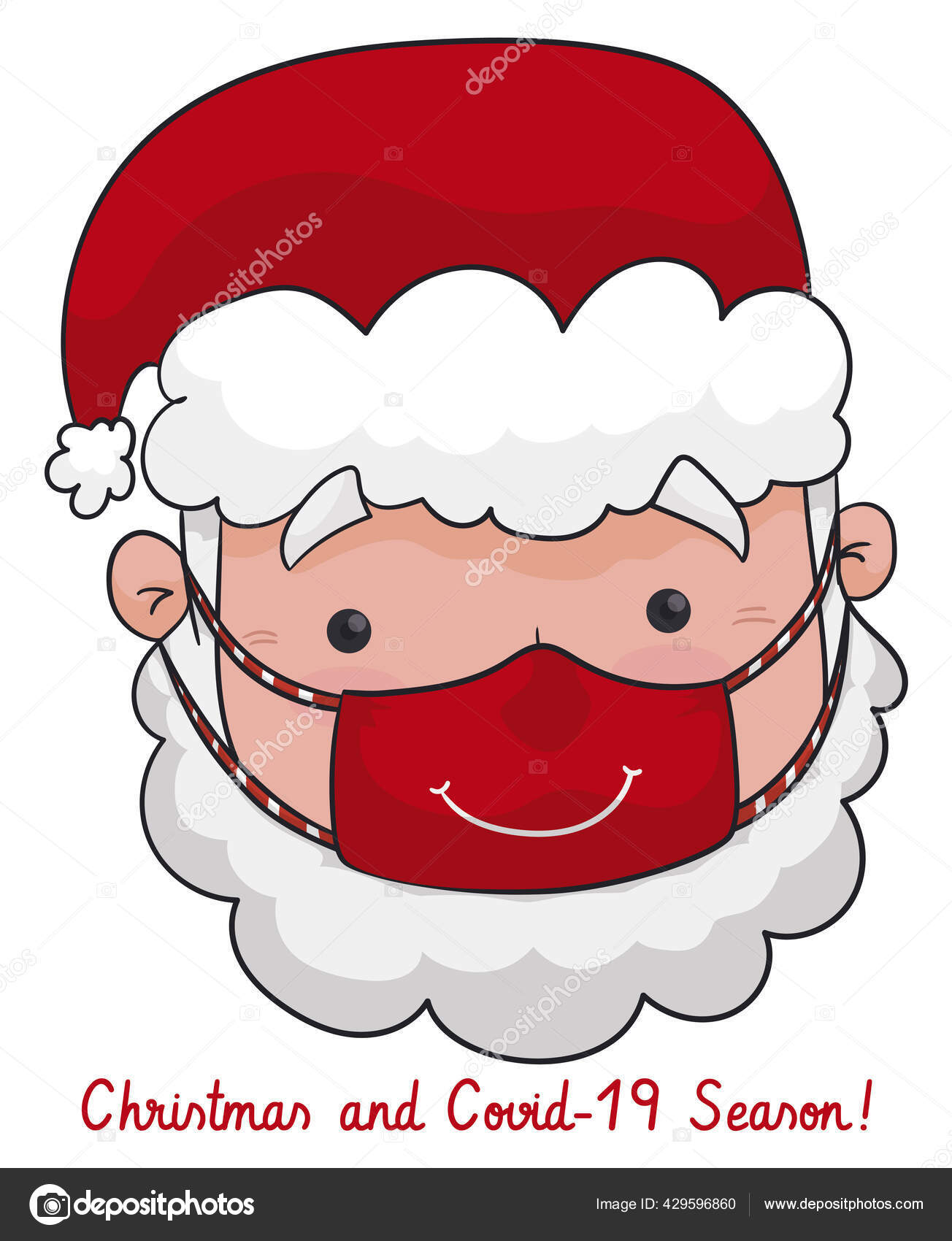 Cute Santa Lleva Una Media Máscara Con Diseño Sonrisa Promoviendo ...