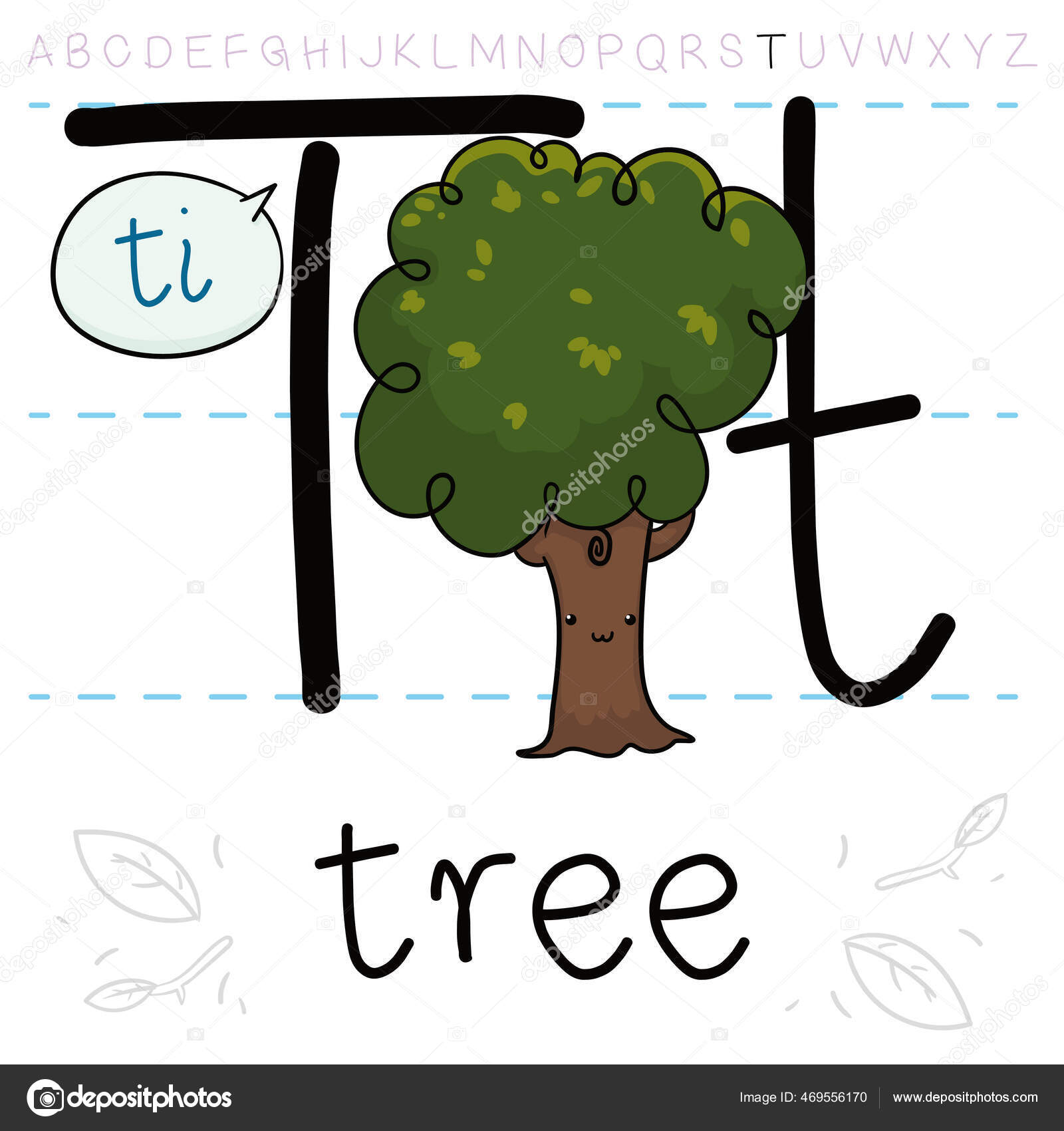 Cute Tree Growing Uppercase Small Letter Learning Alphabet Stock Vector ...