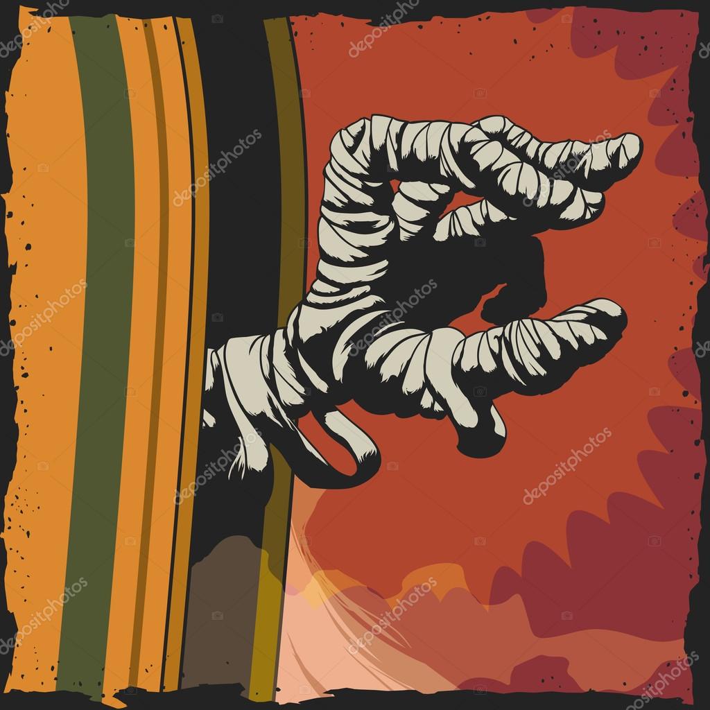 Cursed Mummy Rising from its Tomb Poster, Vector Illustration Stock ...