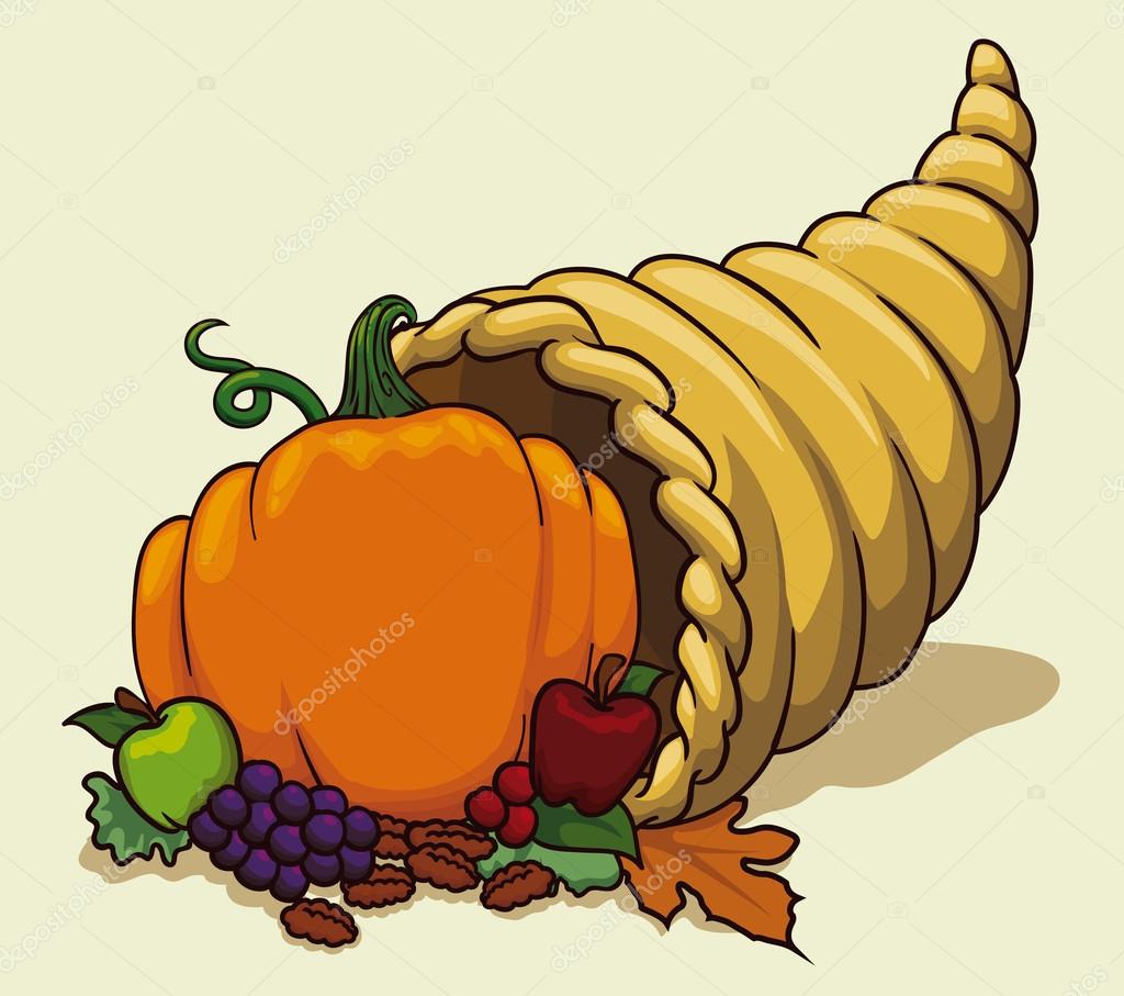 Cartoon Thanksgiving Cornucopia