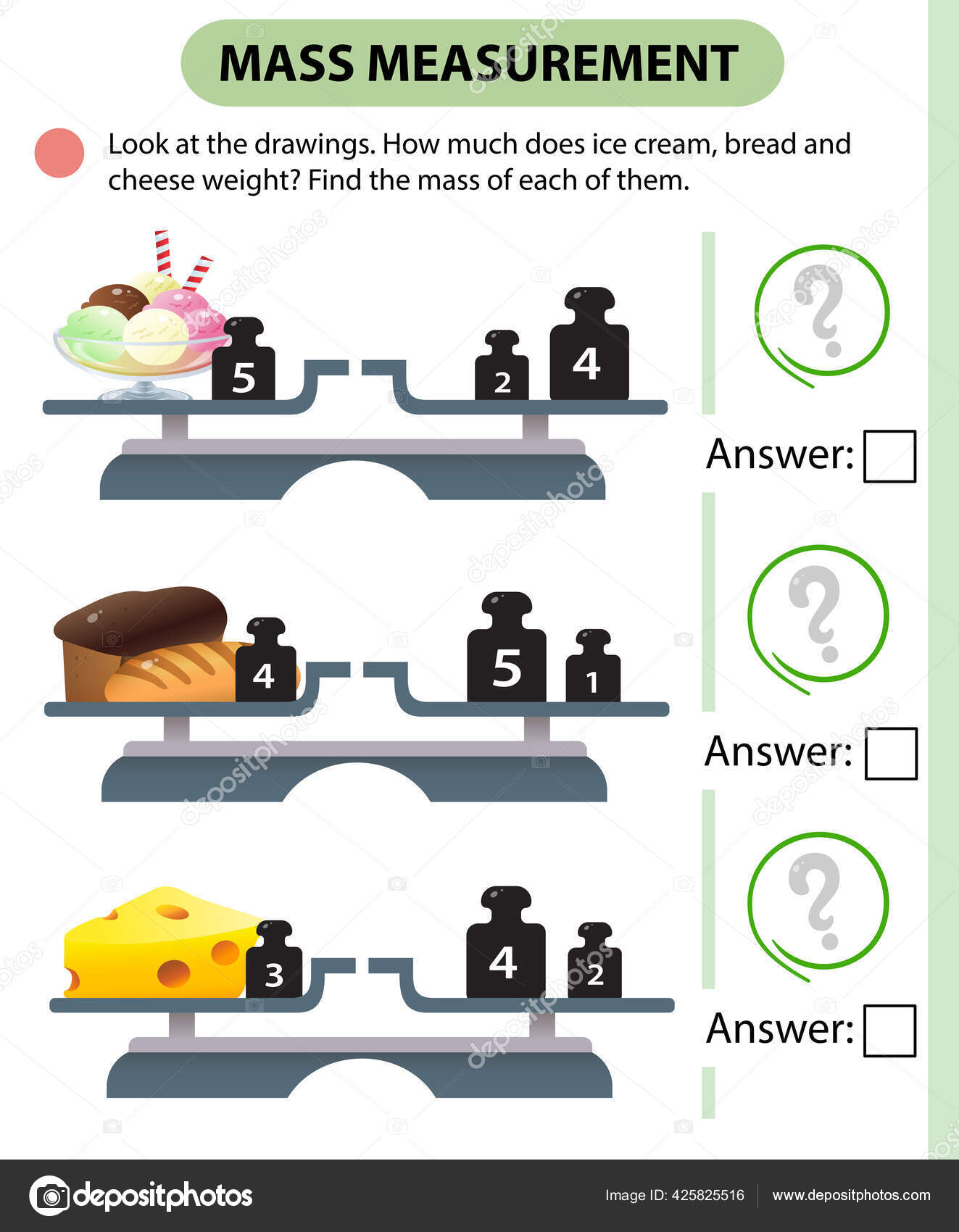 Math Game Education Game Children Mass Measurement Scales How Much ...
