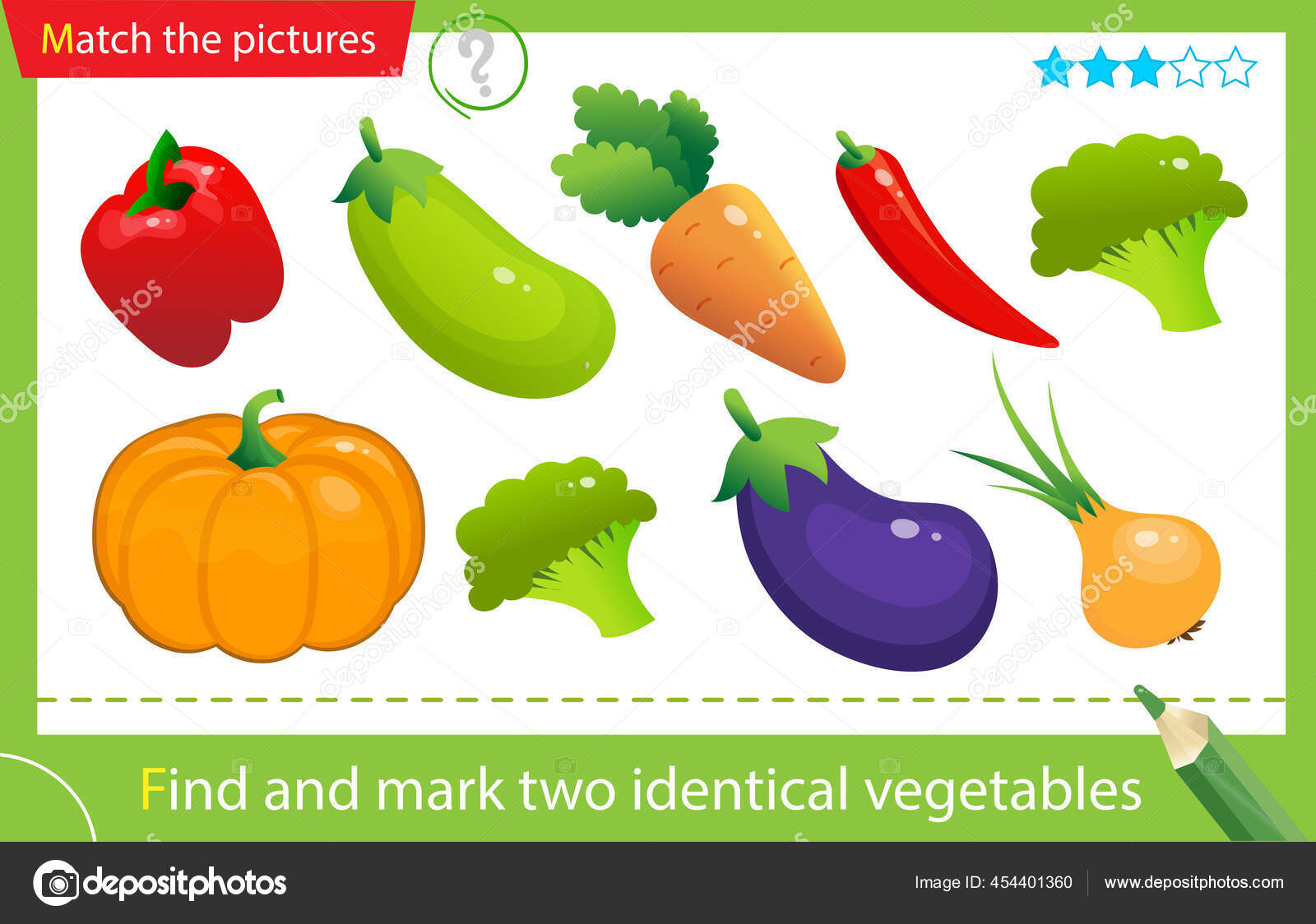 Find Mark Two Identical Items Puzzle Kids Matching Game Education Stock ...