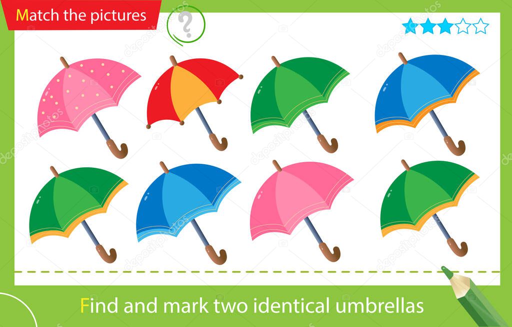 Encontrar y marcar dos elementos id nticos. Puzzle para ni os. Juego a juego, juego de educaci n ...