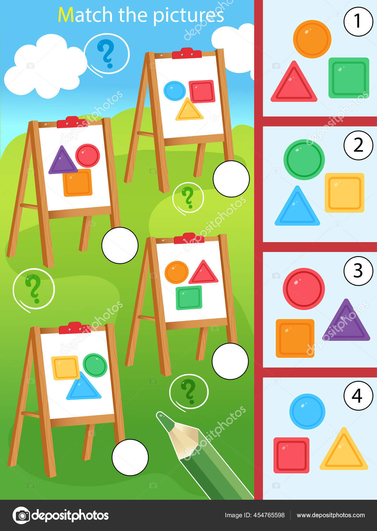 Match Color Shape Puzzle Kids Matching Game Education Game Children ...