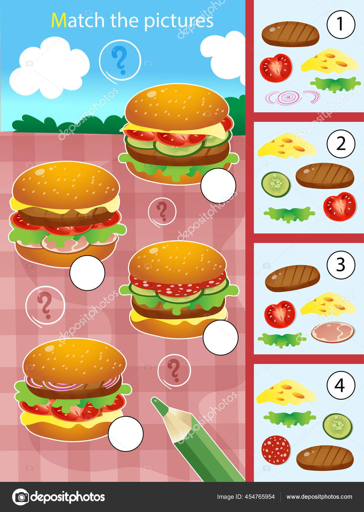 Matching Game Education Game Children Puzzle Kids Match Elements ...