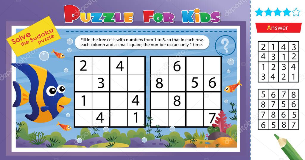 Resuelve el rompecabezas del sudoku junto con los divertidos pececitos ...