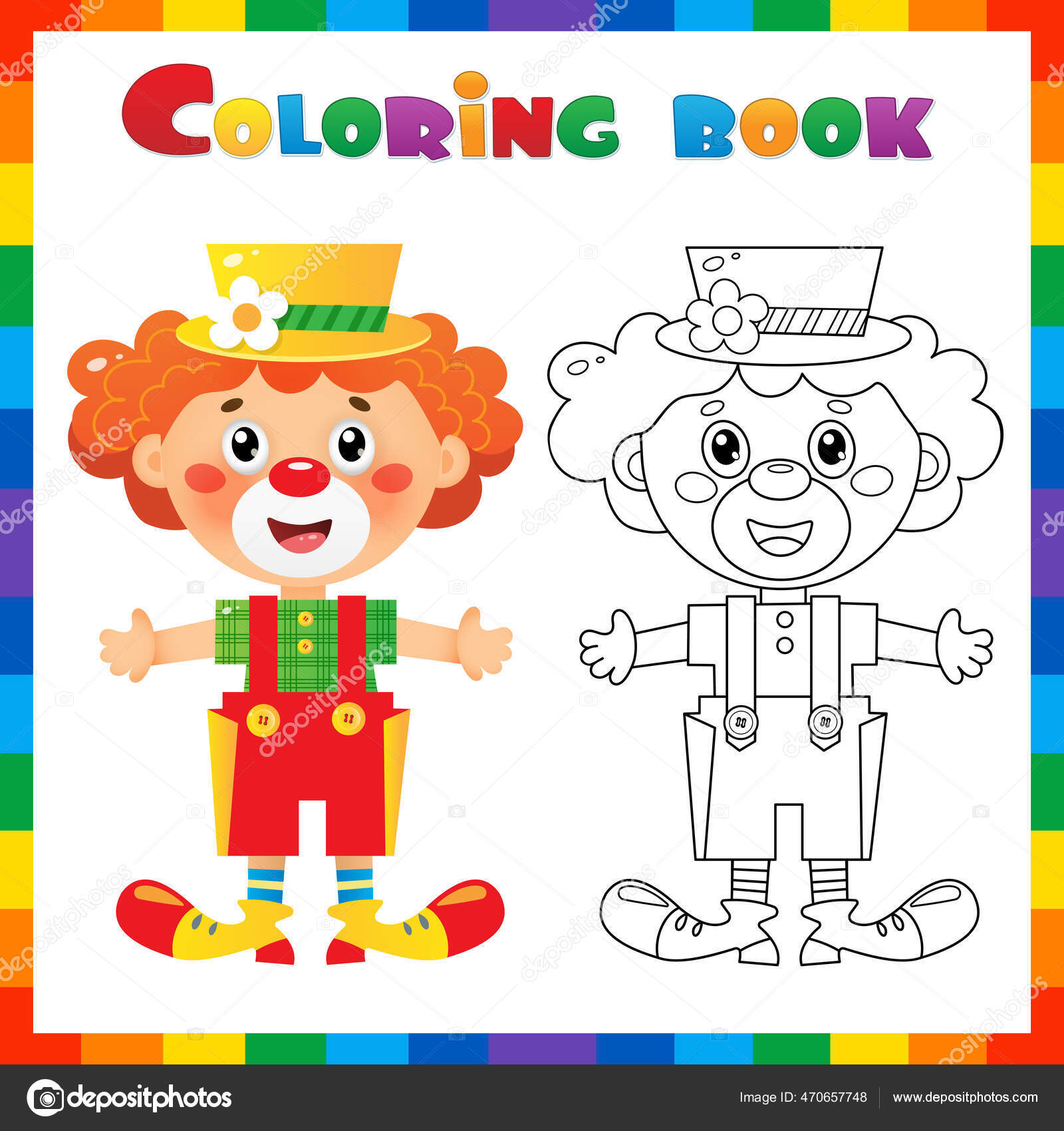 Coloring Page Outline Dari Badut Sirkus Kartun Dengan Latar Belakang ...