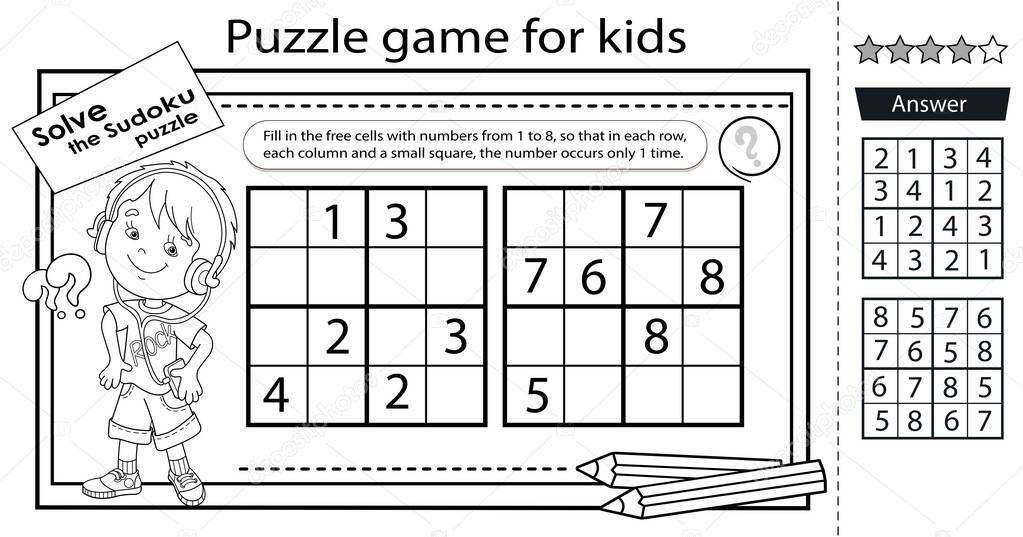 Sudoku rompecabezas. Rompecabezas lógico para niños. Juego de educación ...