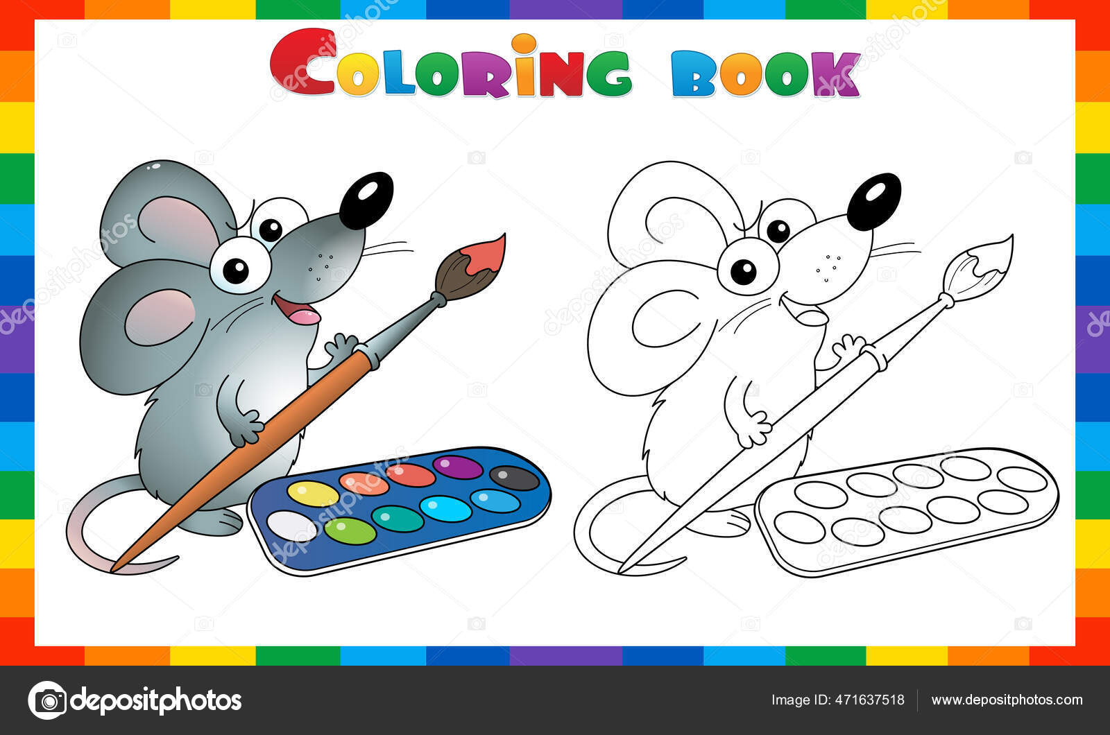 Vettoriale stockDisegno Colorare Schema Del Mouse Del Fumetto Con ...