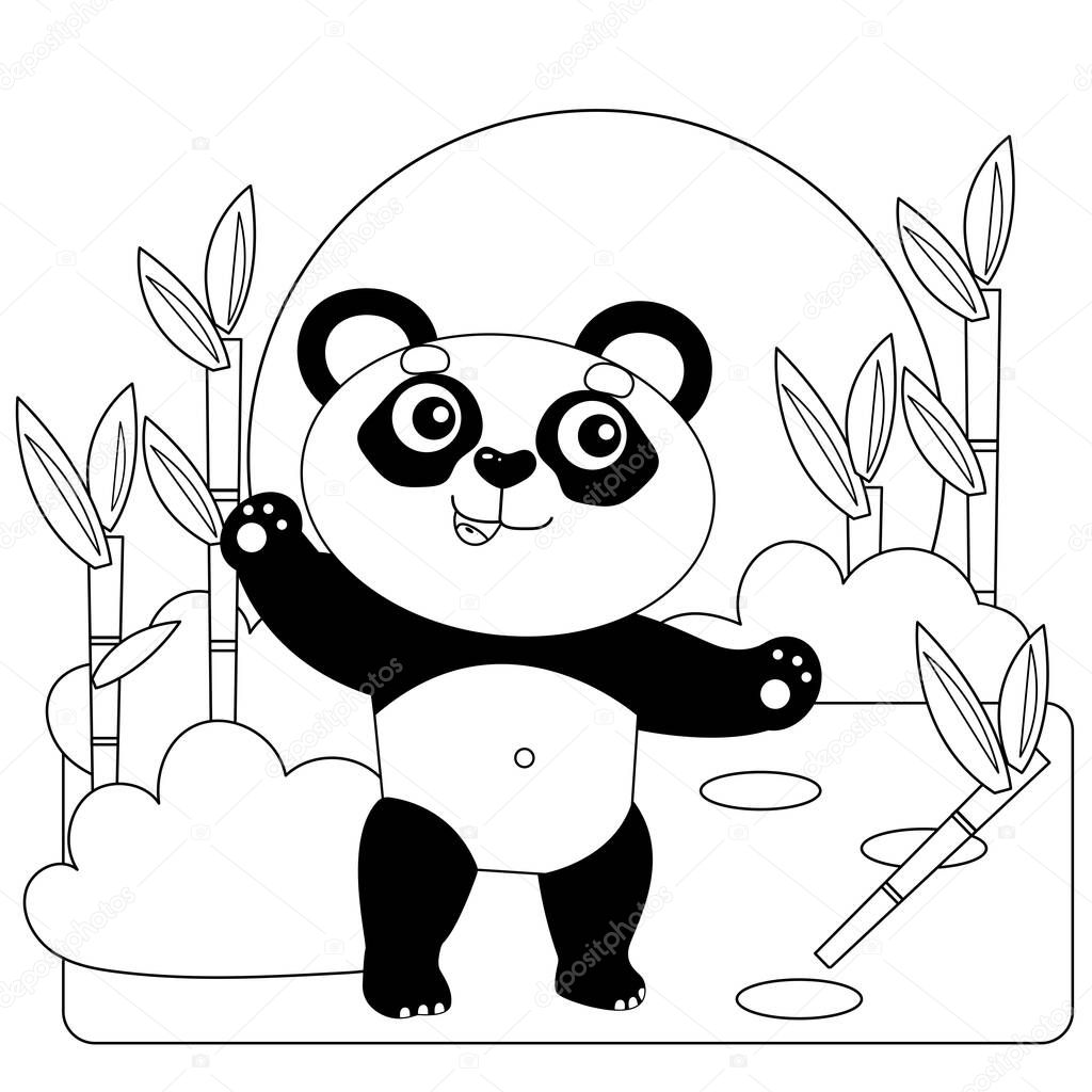 Página para colorear Esquema de dibujos animados pequeño panda con ...