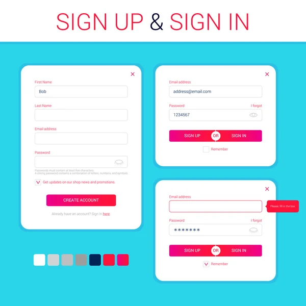 The modal windows for the development of the web site. Stock Vector ...