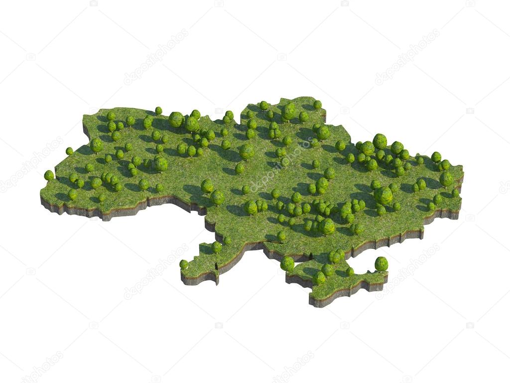 3d render of ukraine map section cut isolated on white with clipping ...