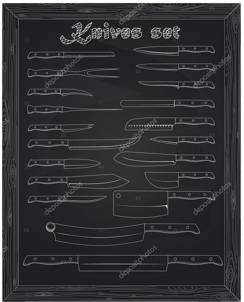 Big set of beautiful kitchen knives Stock Vector Image by ©bugege ...