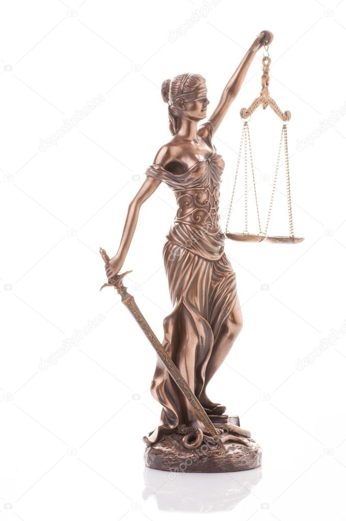 Statue of justice isolated on the white background Stock Photo by ...