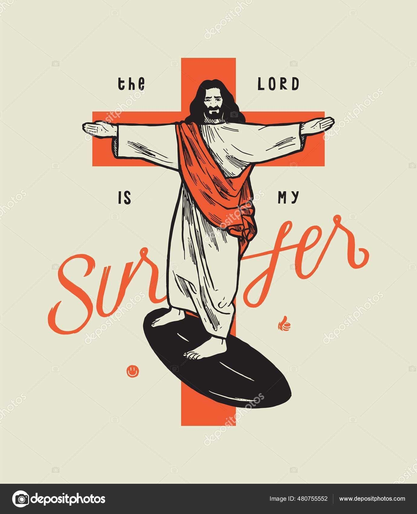 Jesús Surfeando Personaje Forma Cruz Playa Deportes Tipografía Camiseta ...