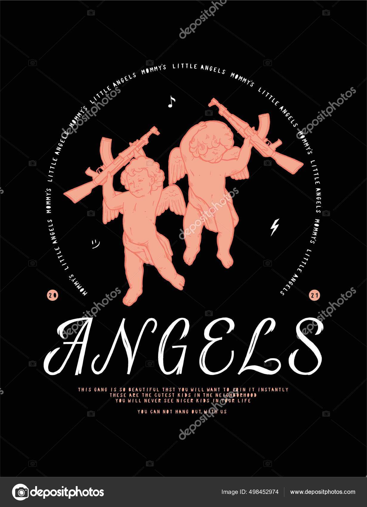 Ángeles Bonitos Cupidos Con Pistolas Mamá Angelitos Vintage Tipografía ...