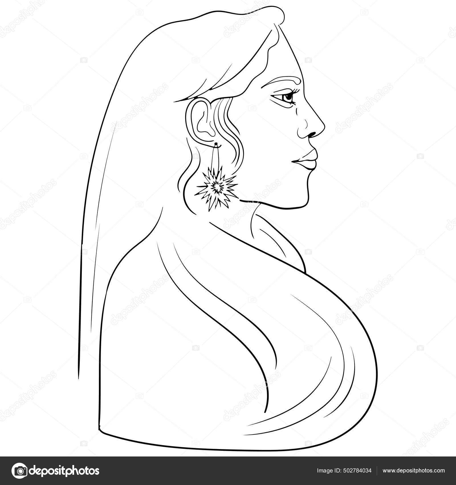 Girl Looking Down Profile Drawing
