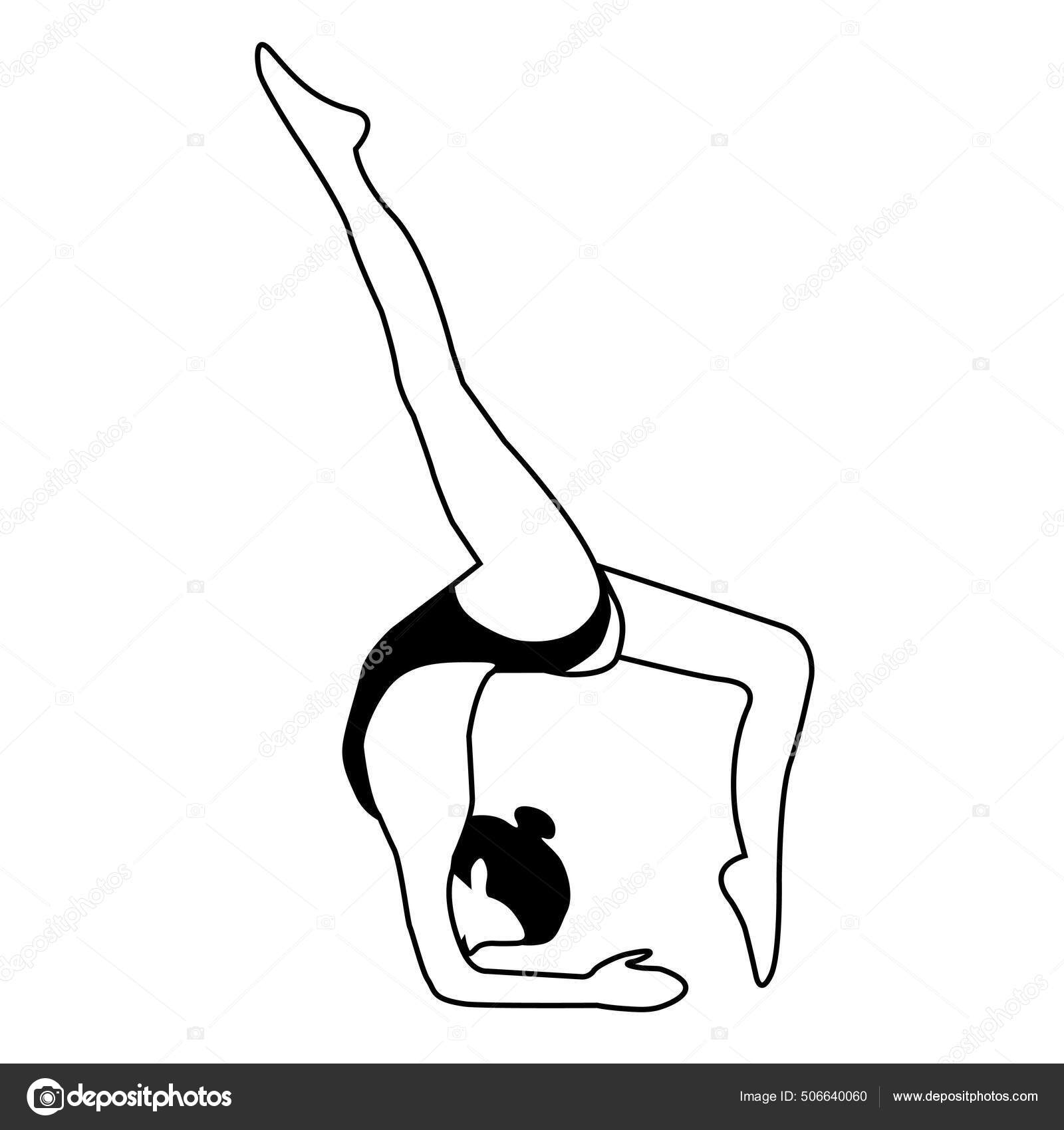 Vector Image Girl Doing Stretching Her Hands Black Outline Doodle Stock ...