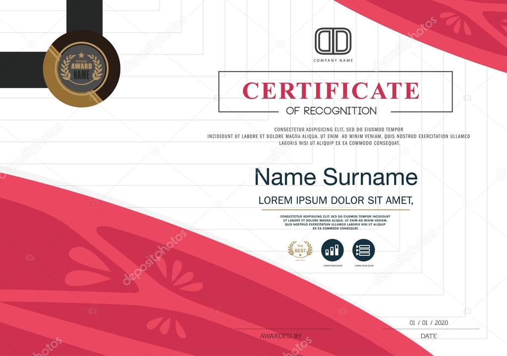 Certificate OF RECOGNITION frame design template layout template in A4 ...