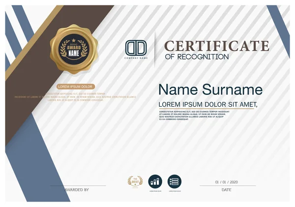 Certificate OF RECOGNITION frame design template layout template in A4 ...