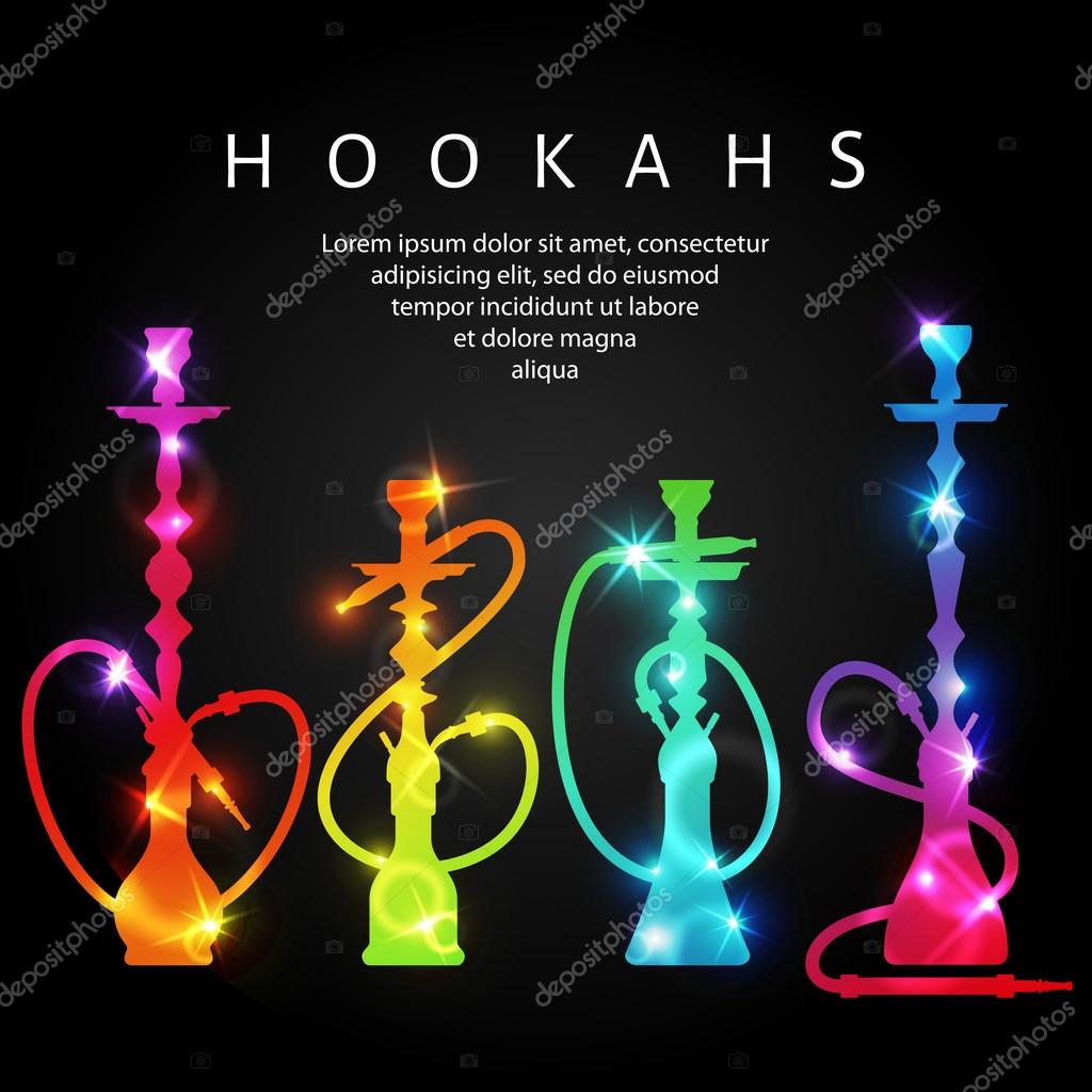 Vector neon shining hookah silhouettes Stock Vector Image by ©NihilArt ...