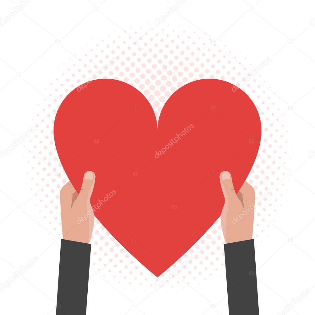 Manos sosteniendo el corazón. Ilustración vectorial Vector de stock por ...