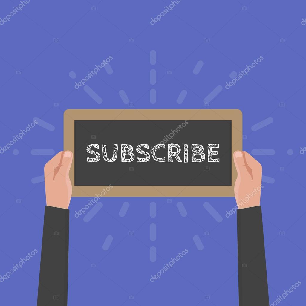 Hand holding sign subscribe vector illustration. Stock Vector by ...
