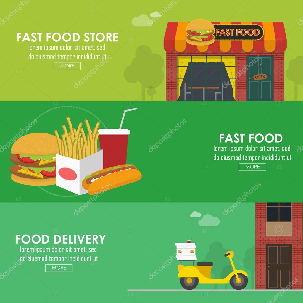 Food delivery horizontal banner set. vector illustration Stock Vector ...