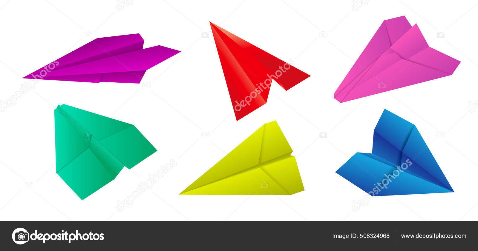 Realistic Paper Plane Isolated Origami Handmade Paper Plane Color Full ...