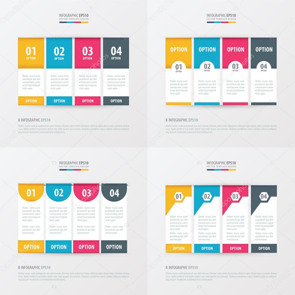 4 item vector banner design yellow, blue, pink color Stock Vector Image ...