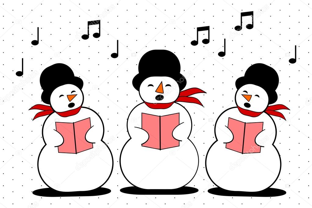 Three snowman singing christmas carol Stock Vector by ©sparrows 85011016