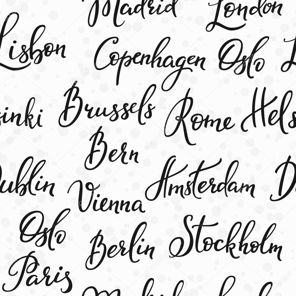 Lettering seamless pattern europe capitals ⬇ Vector Image by © LenaRo ...