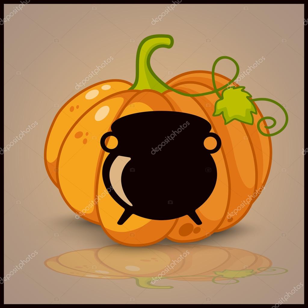 Cauldron, banner and background for pumpkins for Halloween Stock Vector ...