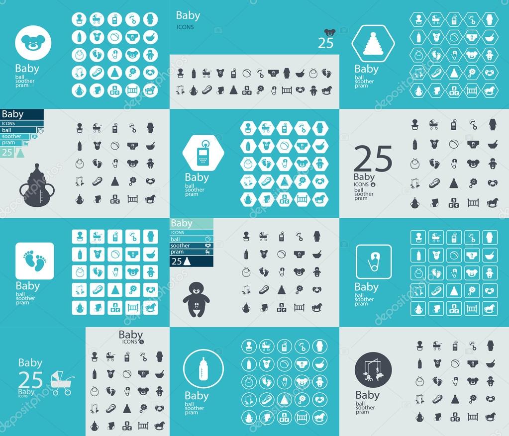 Colecci n de s mbolos de beb . Iconos planos. Equipo de vivero 2024