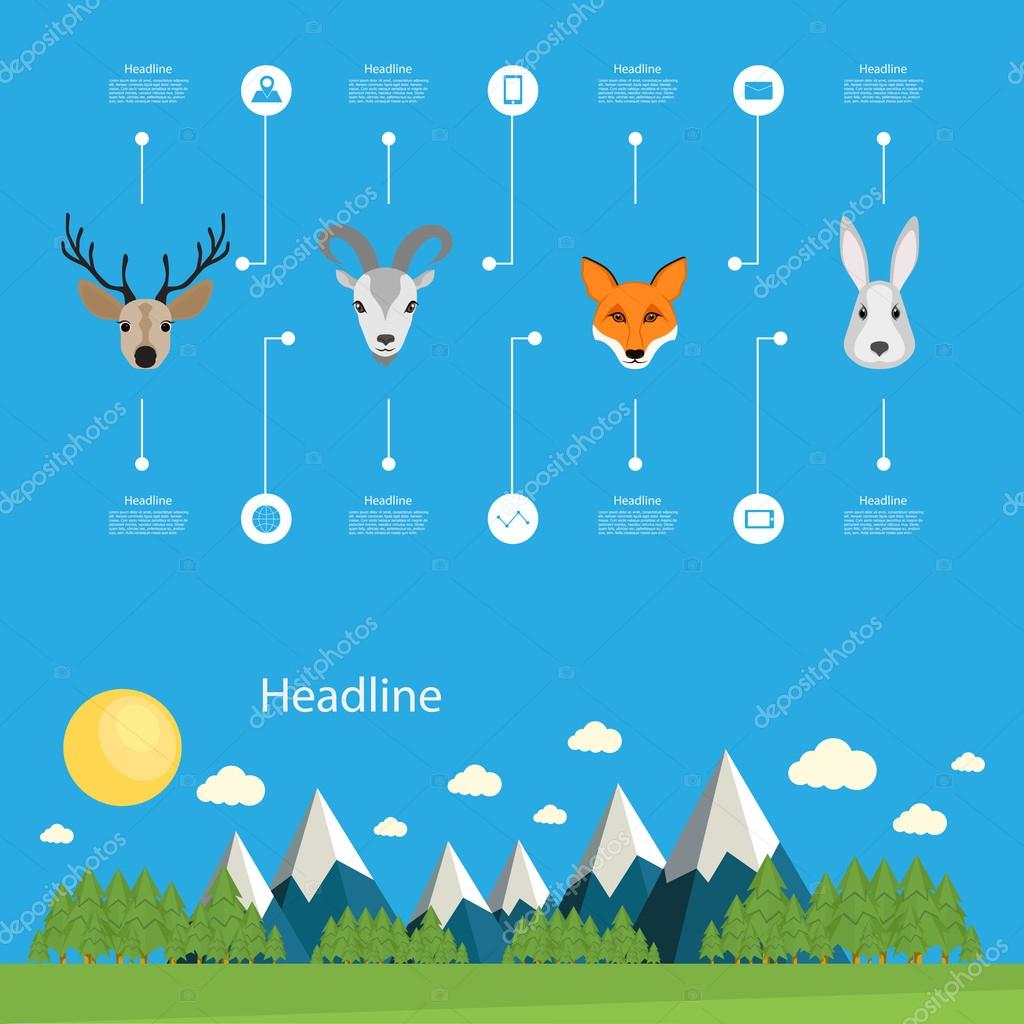 Advanced detailed information chart with the scenery of the mountains ...