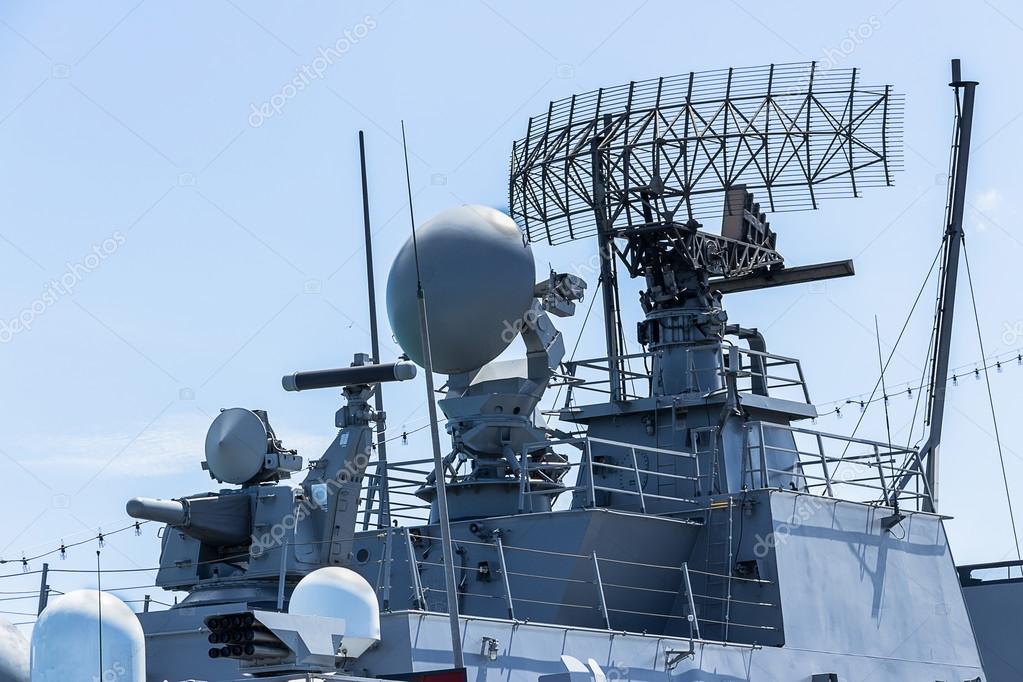 Communication tower on the battleship Stock Photo by ©saantie 92475094