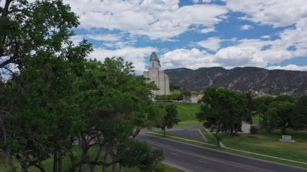 Circa July 2021 Manti Utah Aerial Panning View Revealing Temple Stock ...