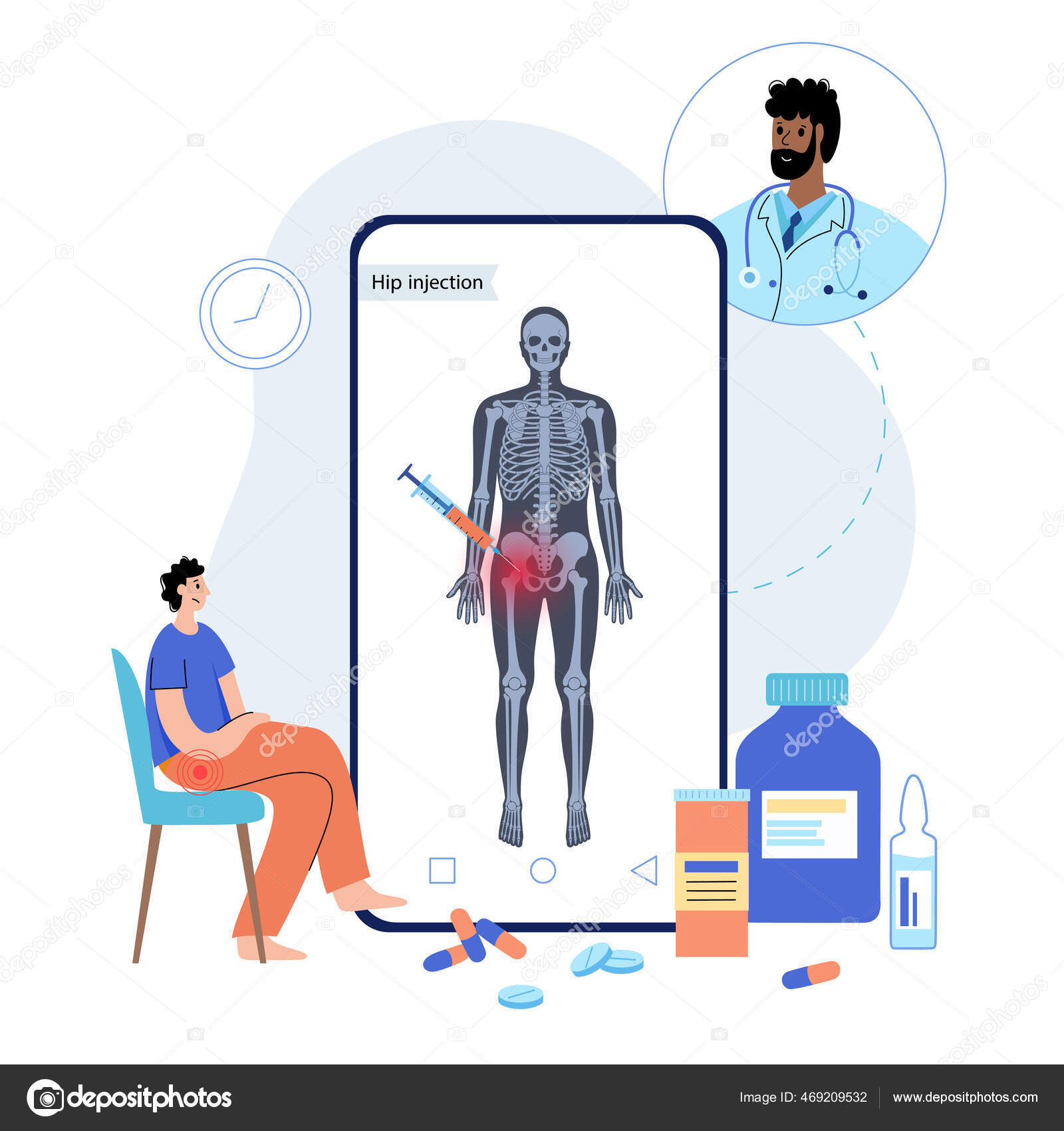Hip joint injection Stock Vector by ©Pikovit 469209532