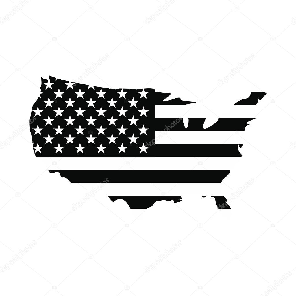 Usa Map And Flag Clip Art Black And White