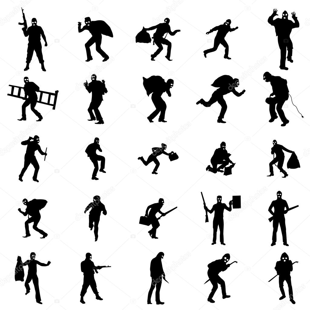 Robber silhouette set Stock Vector Image by ©juliarstudio #100085906